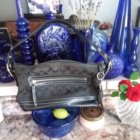 Coach | Bags | Coach Signature Canvasleather Shoulder Bag 9363 | Poshmark